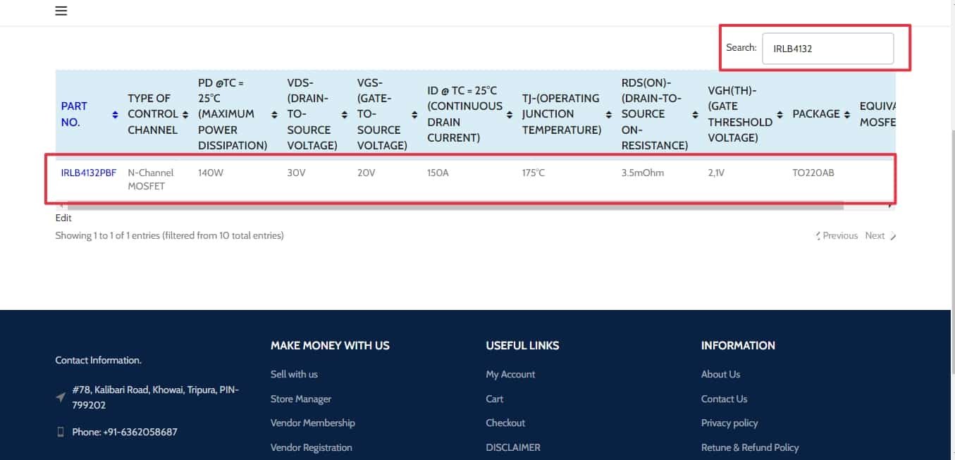 MOSFET Equivalent Chart List » ELCMART